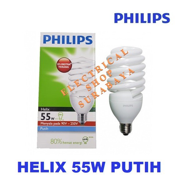 Jual PHILIPS LAMPU HELIX 55W 55 WATT PUTIH - HARGA GROSIR & GARANSI - TORNADO SPIRAL PROMO ...
