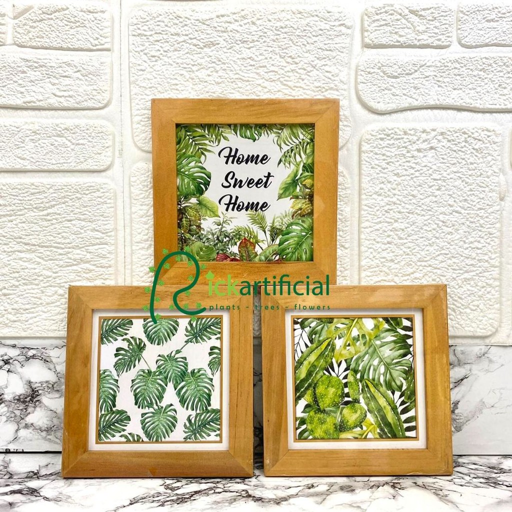 Jual Wall Decor Mini 20x20cm Pajangan Frame Gambar Tanaman Bingkai Kayu ...
