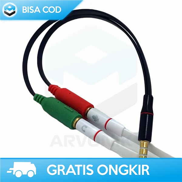 Jual SPLITTER JACK CABLE AUDIO 3.5 MM LAPTOP OUTPUT MICROPHONE MALE ...