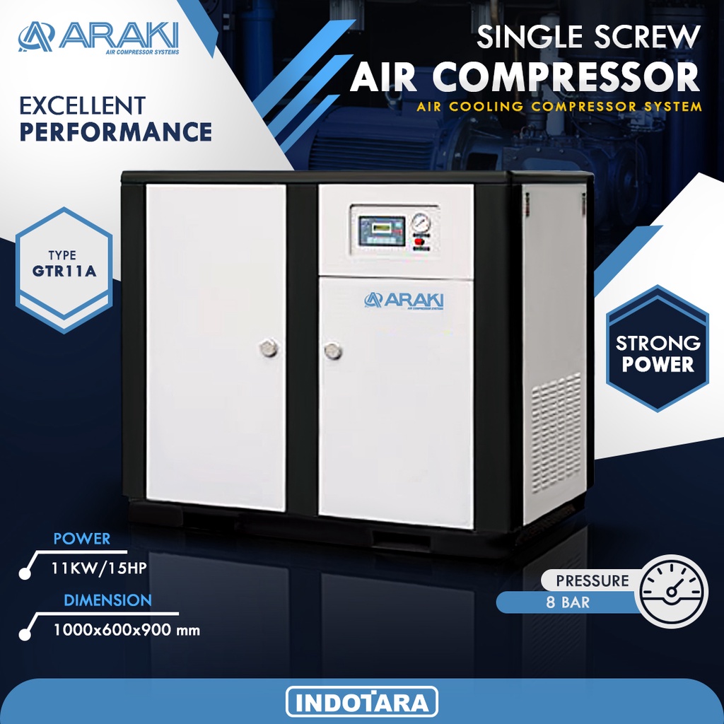 Jual ARAKI SINGLE SCREW AIR COMPRESSOR GTR11A 8BAR | Shopee Indonesia
