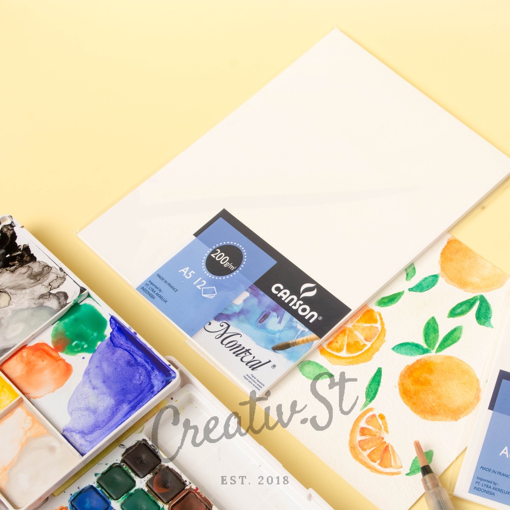 Jual CANSON Montval Watercolor Paper A5 200 Gsm 12 Sheet Kertas Cat Air ...