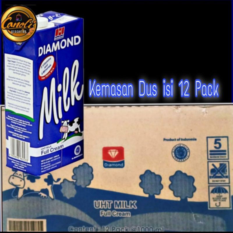 Jual SUSU DIAMOND UHT Plain Diamond 1 Lt/Full Cream Karton | Shopee ...
