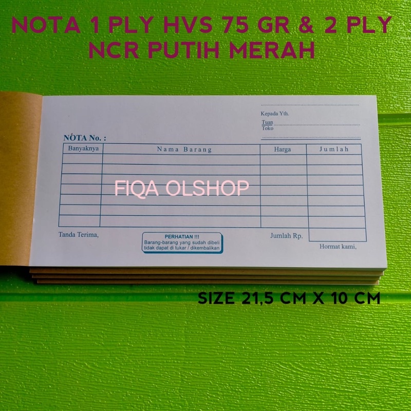 Jual NOTA KONTAN 1 PLY & 2 PLY 1/3 FOLIO - SIAP KIRIM | Shopee Indonesia