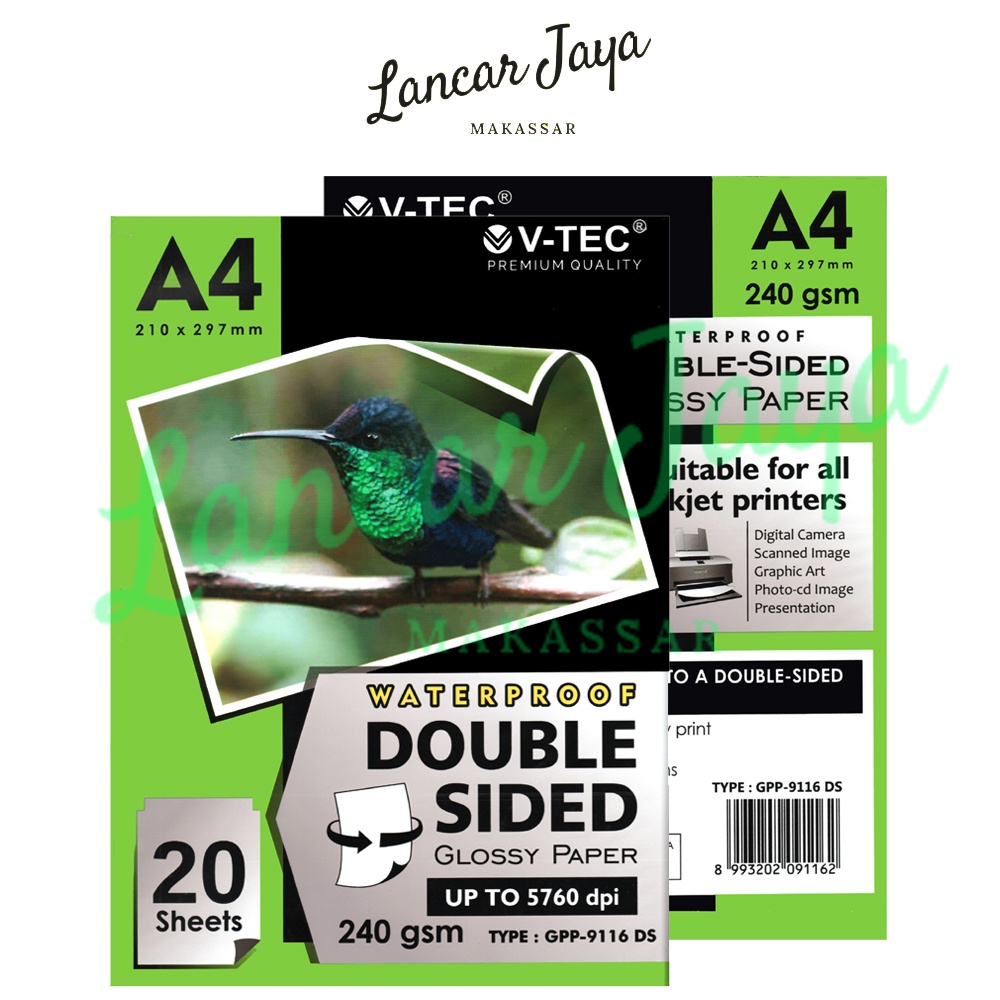 Jual Kertas Foto Double Side Glossy Photo Paper V-TEC VTEC A4 240g 20's ...