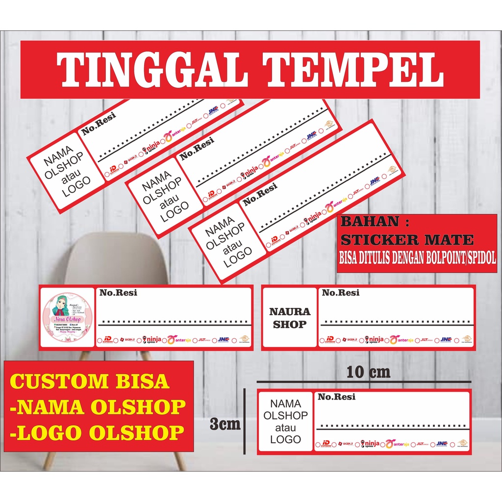 Jual Stiker Label Resi Pengiriman (CUSTOM NAMA ATAU LOGO) | Shopee ...