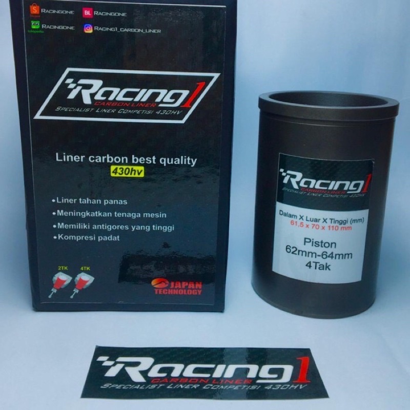 Jual LINER CARBON RACINGONE PISTON 62- 64 FULL CARBON COMPETISI 430HV ...