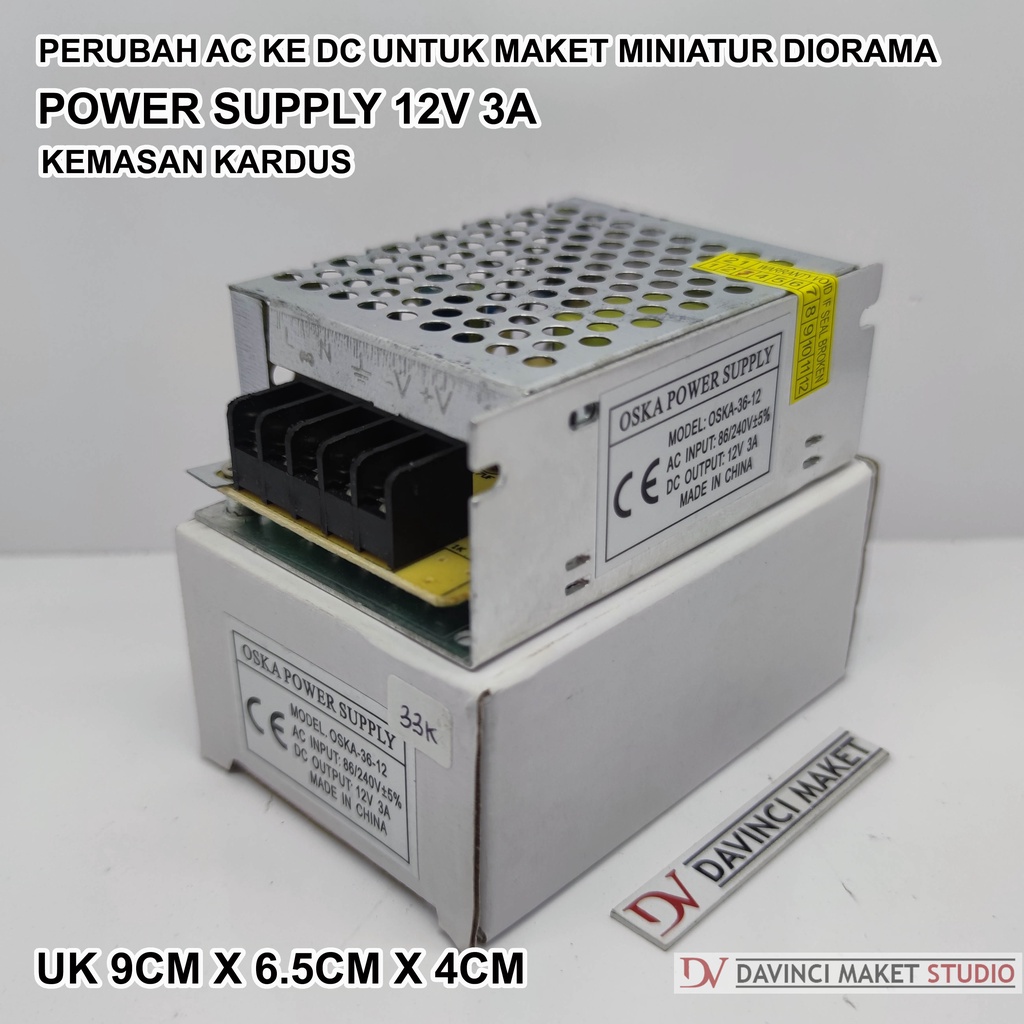 Jual (Box3a) PSU AC DC 12v 3a 36w- Power Supply Adaptor Lampu Maket Miniatur Diorama | Shopee ...