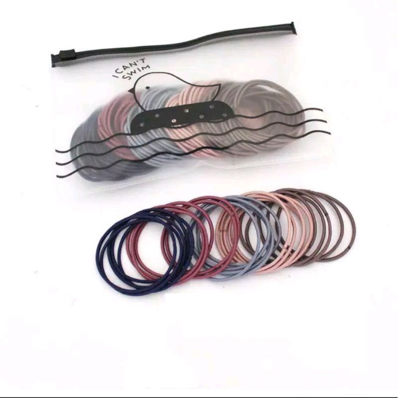 Jual 100pcs Ikat Rambut Korea Gelang Karet Hitam Polos Free Pouch ...