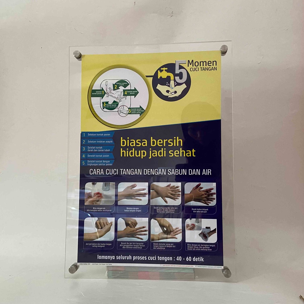 Jual KHUSUS NAKES : Poster Akrilik Premium, Cara Cuci Tangan, Poster 5 ...