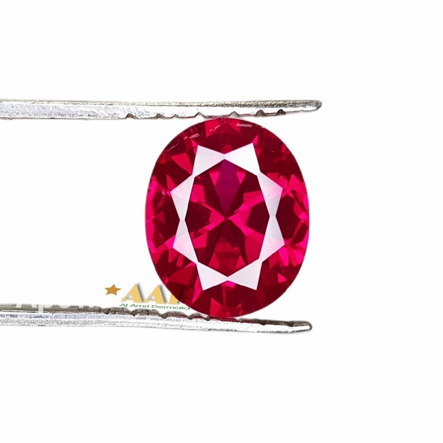 Jual Batu merah siam asli bangkok merah delima oval cutting / Merah ...
