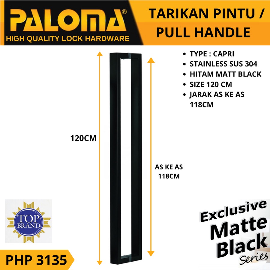 Jual PALOMA PHP 3135 CAPRI PULL HANDLE TARIKAN PINTU 120CM HITAM BLACK ...