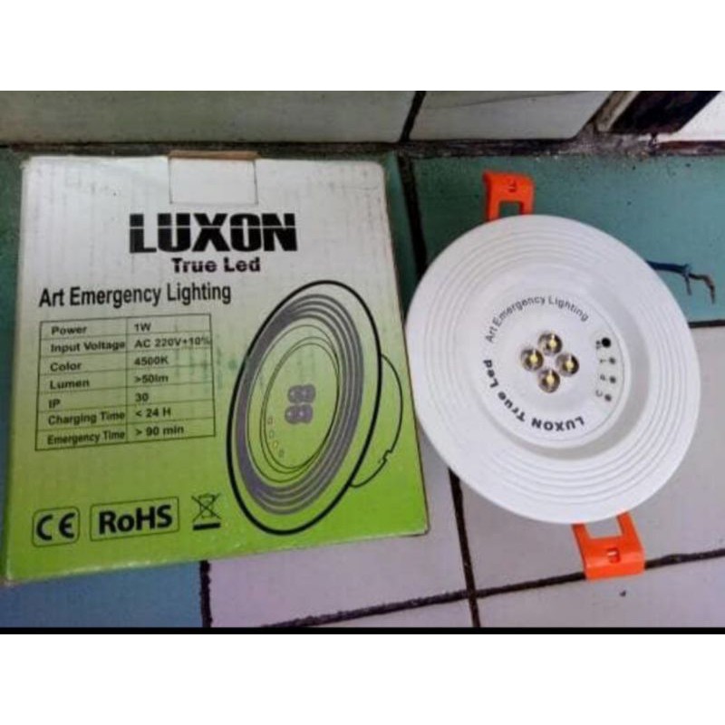 Jual lampu emergency led plafon 1w 1 watt luxon emergency downlight luxon | Shopee Indonesia