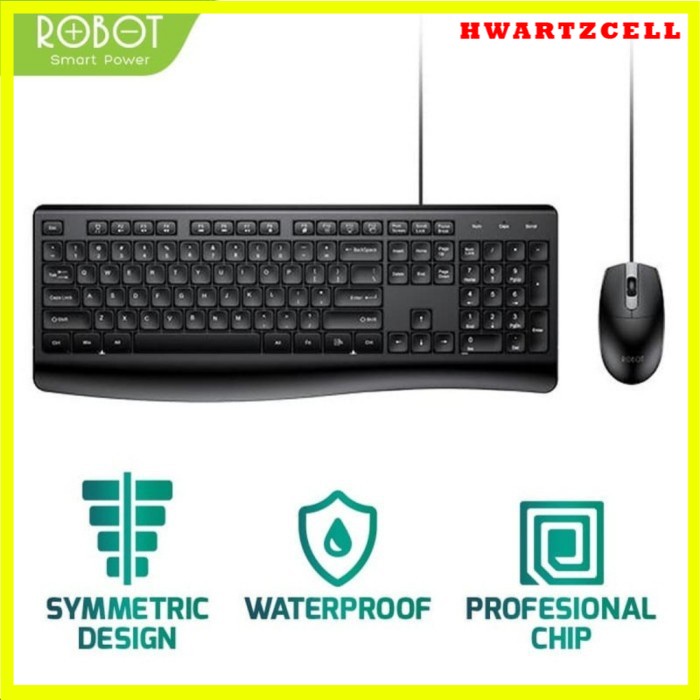 Jual keyboard mouse combo usb komputer laptop Robot KM2600 garansi ...