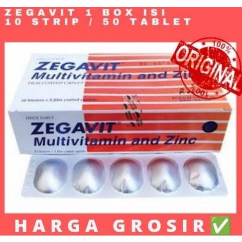 Jual ZEGAVIT MULTIVITAMIN DAN ZINK - 1 BOX ISI 10 STRIP / 50 TABLET ...