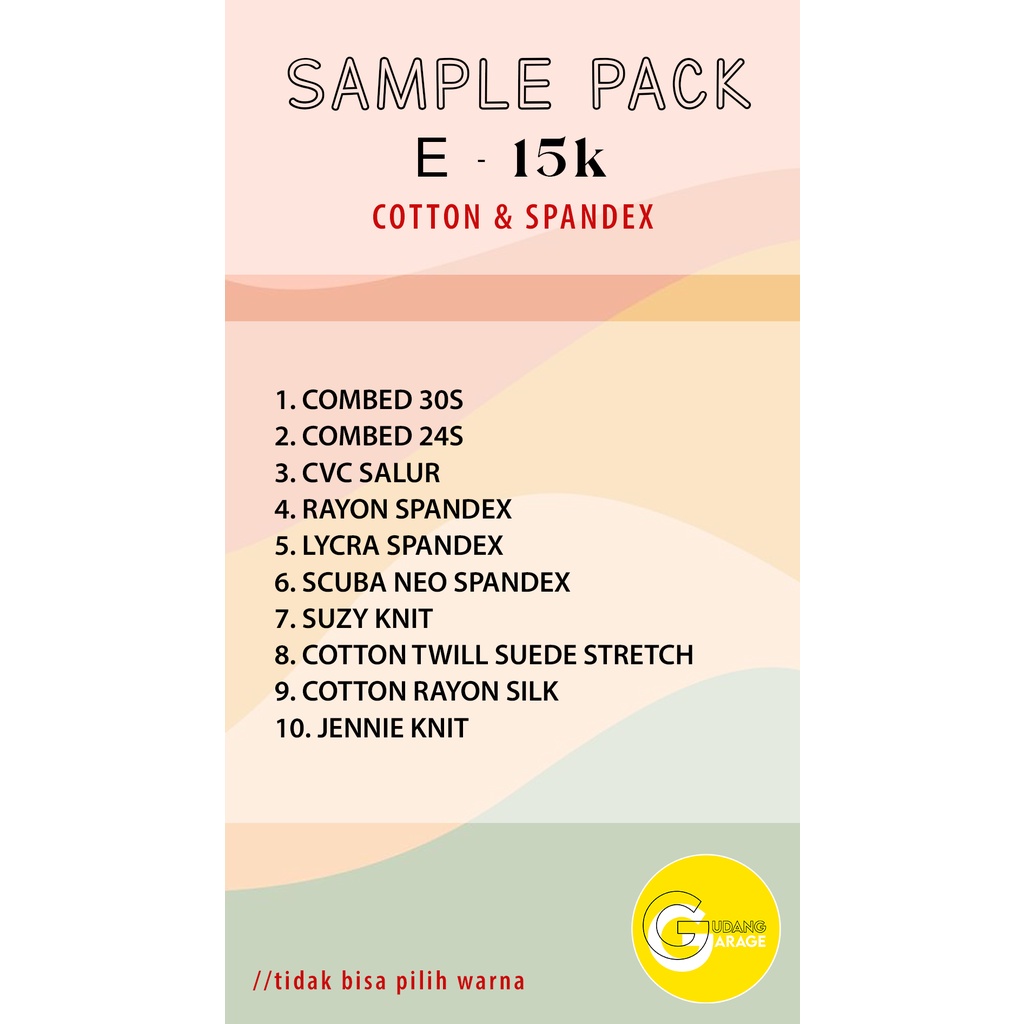 Jual Sample Pack Kain Gudang Garage swatches | Shopee Indonesia