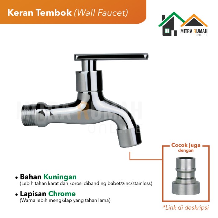 Jual Keran Air Tembok / Kran Taman Kamar Mandi Kuningan Gagang Lurus ...