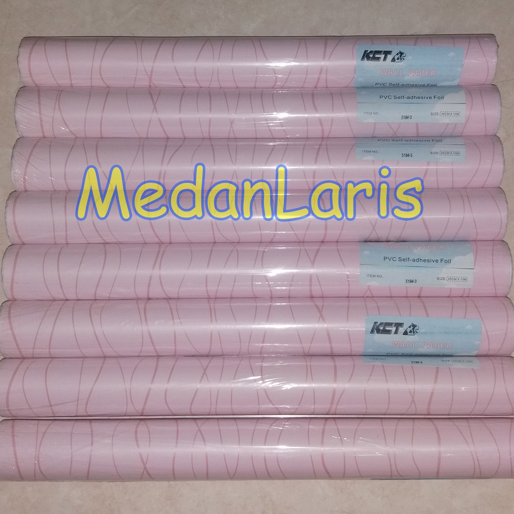 Jual WPS Corak Garis Cacing Pink Wallpaper Stiker Dinding Sticker Wall ...