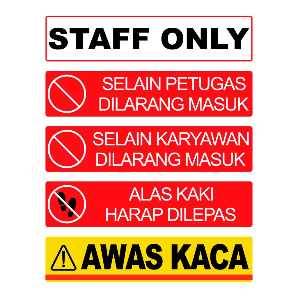 Jual Stiker Staff Only, Stiker Selain Petugas, Stiker Selain Karyawan ...