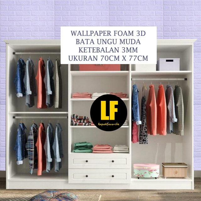 Jual AA Wallpaper 3D Foam Sticker Warna Ungu Muda Premium Wall Paper ...