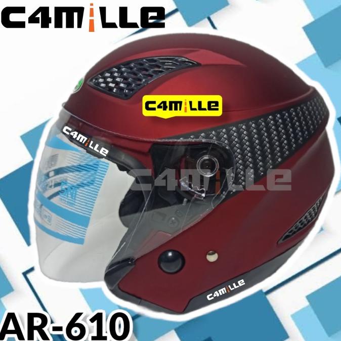 Jual HELM ARL MODEL ZEUS POLOS RED MAROON DOFF HALF FACE | Shopee Indonesia