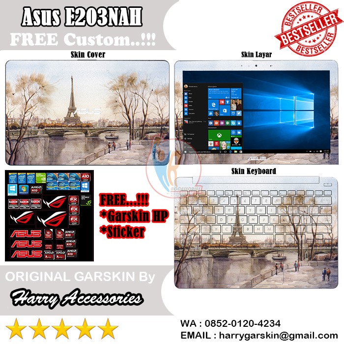Jual [Original] Garskin Laptop Full Body Asus E203NAH Motif Paris ...