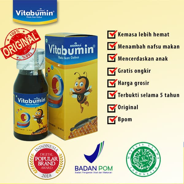 Jual Vitabumin 60ml / Madu Albumin Ikan Gabus / Madu Anak / Vitamin Otak Anak. | Shopee Indonesia