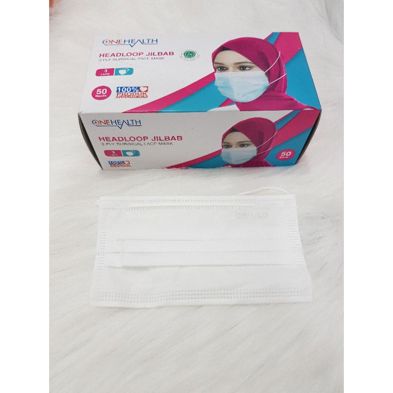 Jual Masker Medis Onehealth headloop/hijab 3Ply isi 50 Pcs | Shopee ...