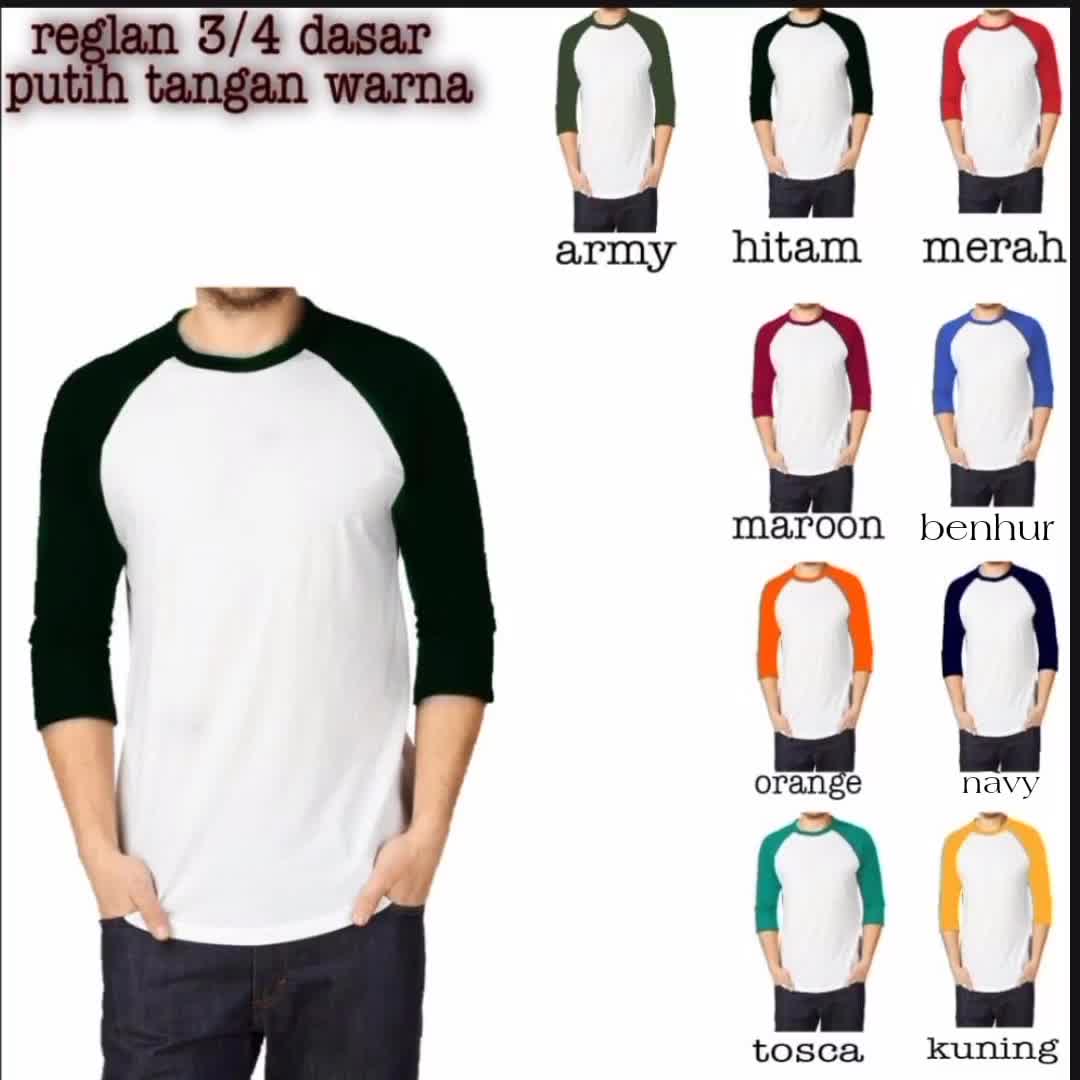 Jual liso wear - Kaos raglan polos putih kombinasi lengan warna 34 ...