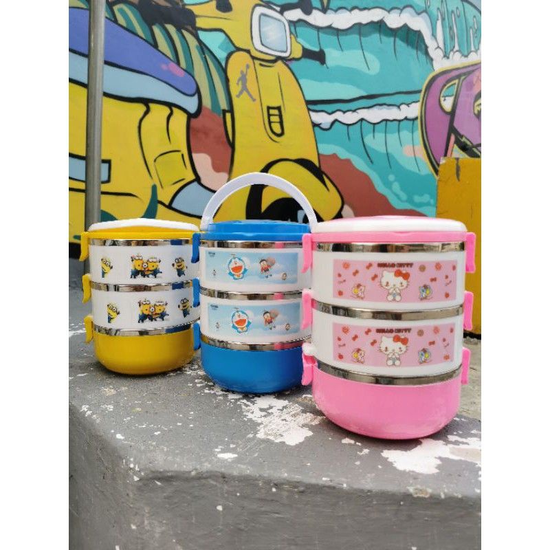 Jual lunch box rantang karakte susun 3 motif lucu unik tebal | Shopee ...