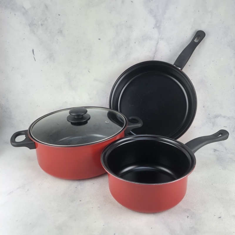 Jual COOKWARE SET / PANCI ISI 4 PCS Merah | Shopee Indonesia
