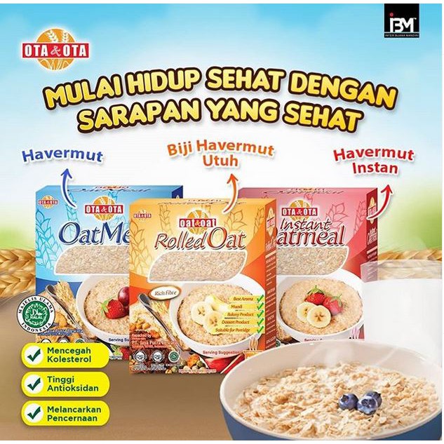 Jual Ota & Ota Rolled Oat / Biji Havermut Havermout Utuh 500GR | Shopee ...