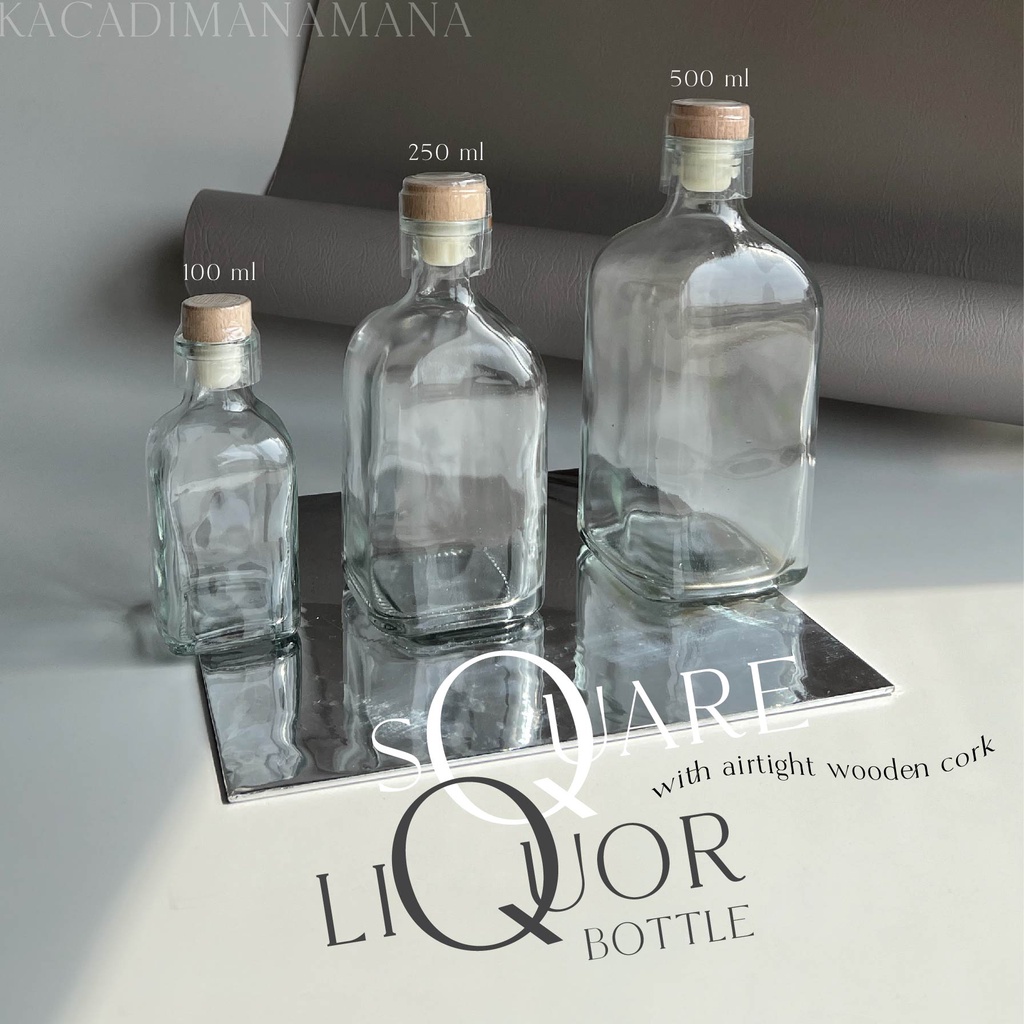 Jual Botol kaca liquor square bottle - botol kaca liquor kotak- tutup ...