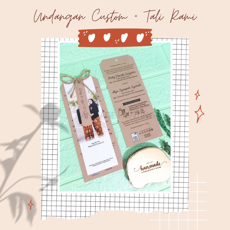 Jual Undangan Single Tali Rami / Undangan Custom / Undangan Murah ...