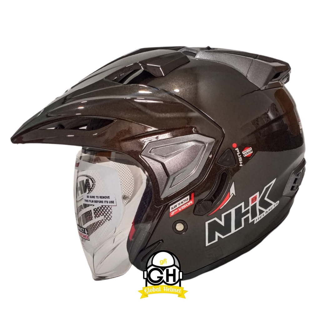 Jual HELM HALF FACE NHK PREDATOR CRYPTON SOLID GUNMET DOUBLE VISOR ...
