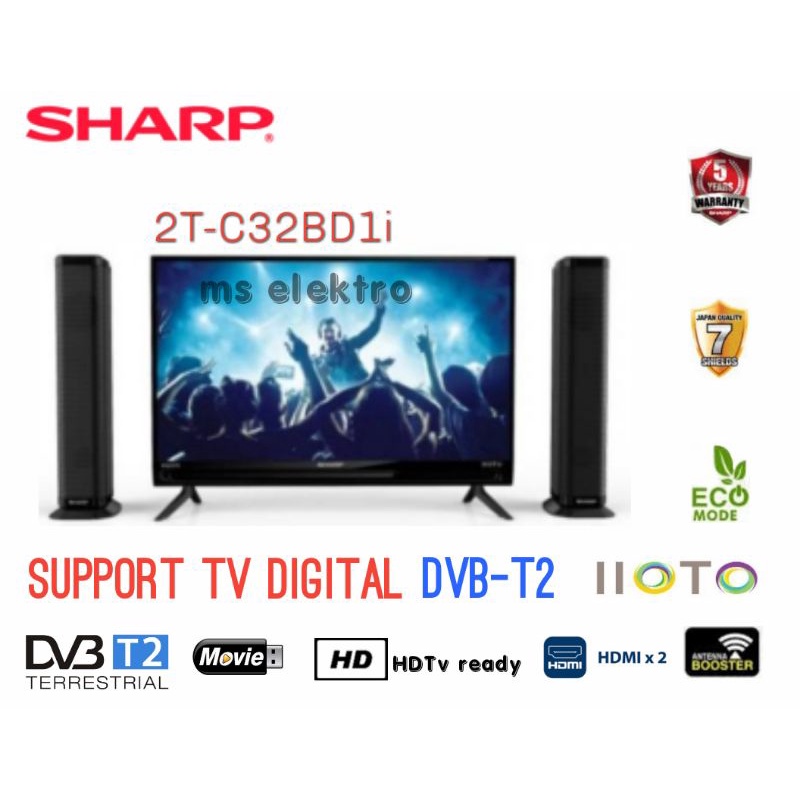 Jual TV LED 32 inch Sharp IIOTO Tower Speaker DIGITAL TV DVBT2 2T ...