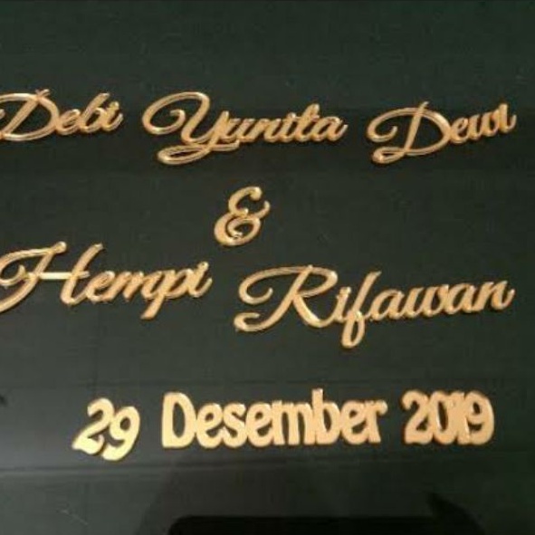 Jual Costum Nama Akrilik Cermin Emas Acrylic Mirror Gold Huruf Latin ...