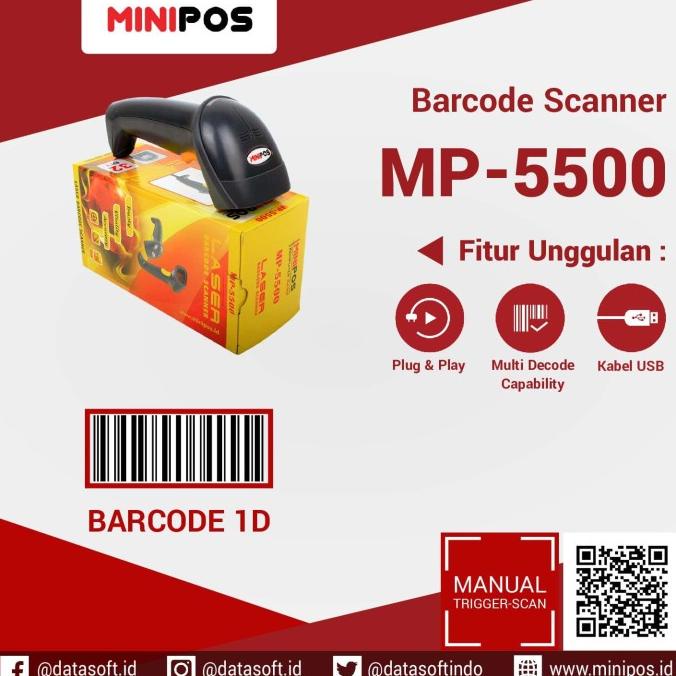 Jual Barcode Scanner 1D Minipos Mp-5500 Manual | Shopee Indonesia