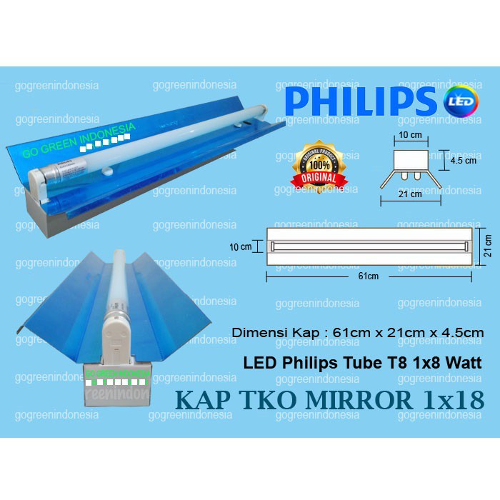 Jual Kap Lampu Tube Mirror type TKO 2x18 | Shopee Indonesia