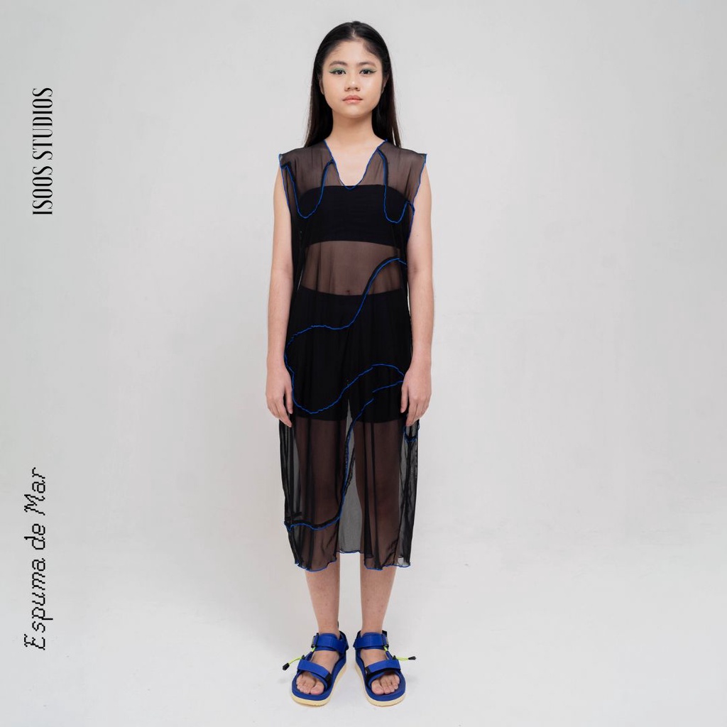 Jual ISOOS STUDIOS - Isla Sheer Dress Blue | Shopee Indonesia