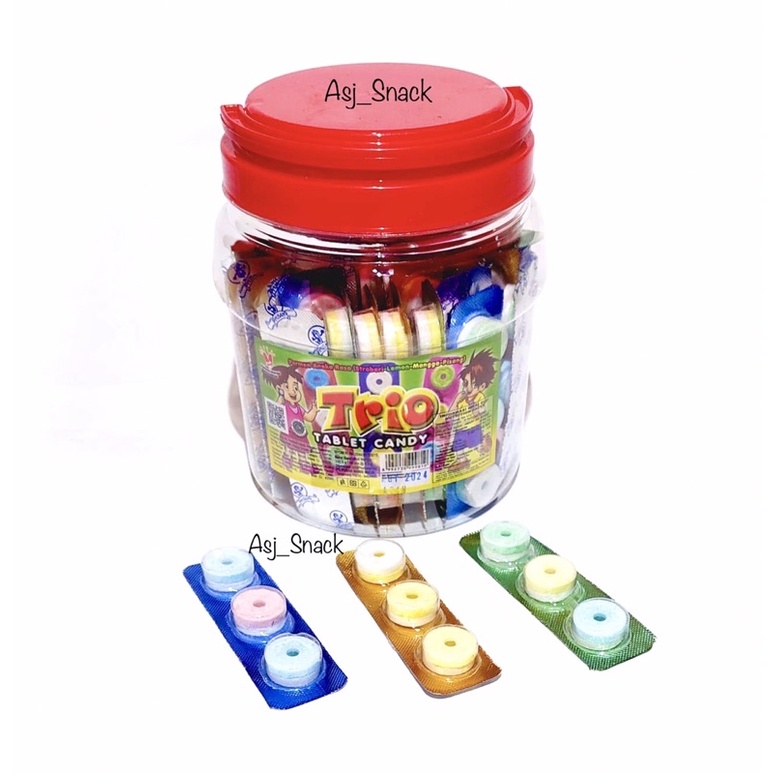 Jual Permen Keras Aneka Rasa, Permen Trio Tablet Candy Toples ( 45 ...