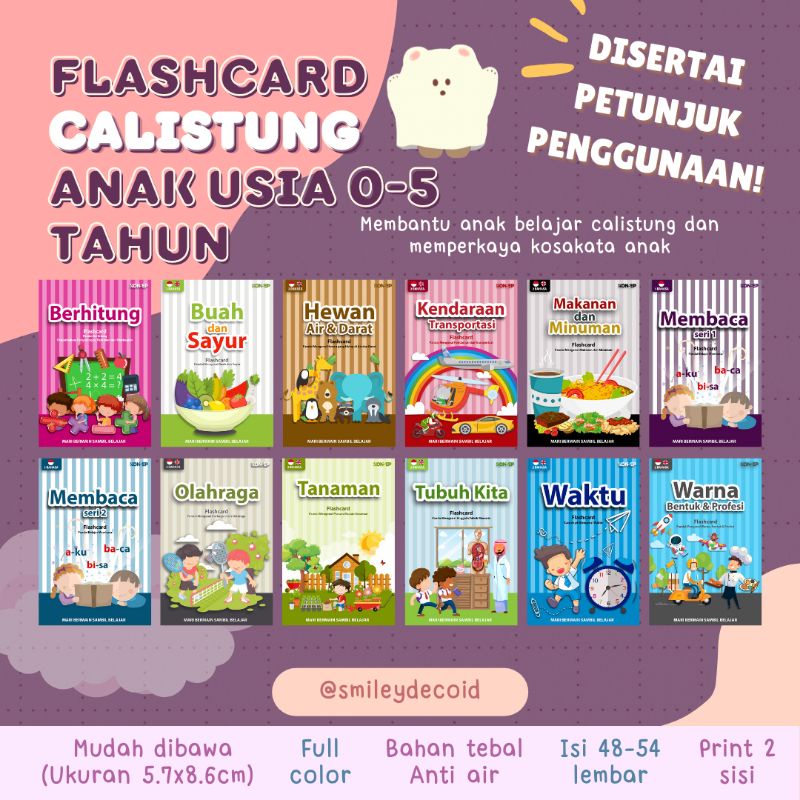 Jual [SALE] [48-54 Lembar] Flashcard Tebal Konsep Belajar Calistung ...