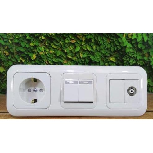 Jual Stop Kontak StopKontak + Saklar Seri Ganda Double + Modul Socket TV Panasonic | Shopee ...