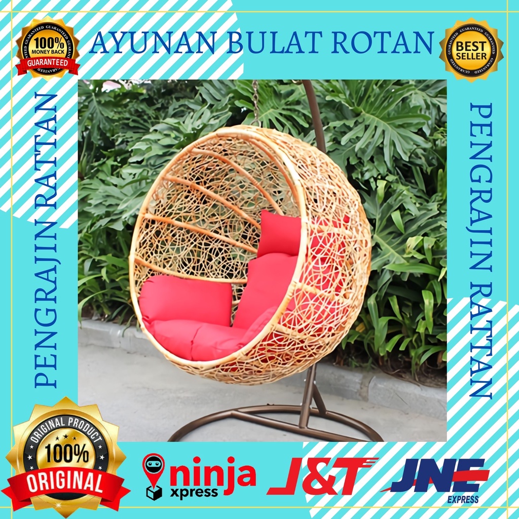 Jual Ayunan Bulat Kursi Rotan Gantung Goyang Anyaman Rotan Sintetis