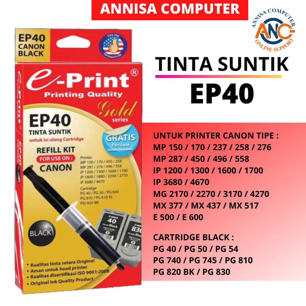 Jual TINTA SUNTIK PRINTER CANON / SUNTIKAN /REFFIL KIT / INK | Shopee ...