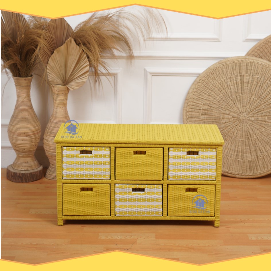 Jual Rak Minimalis Lemari Rotan Sintetis 6 Laci Bisa Request Warna ...