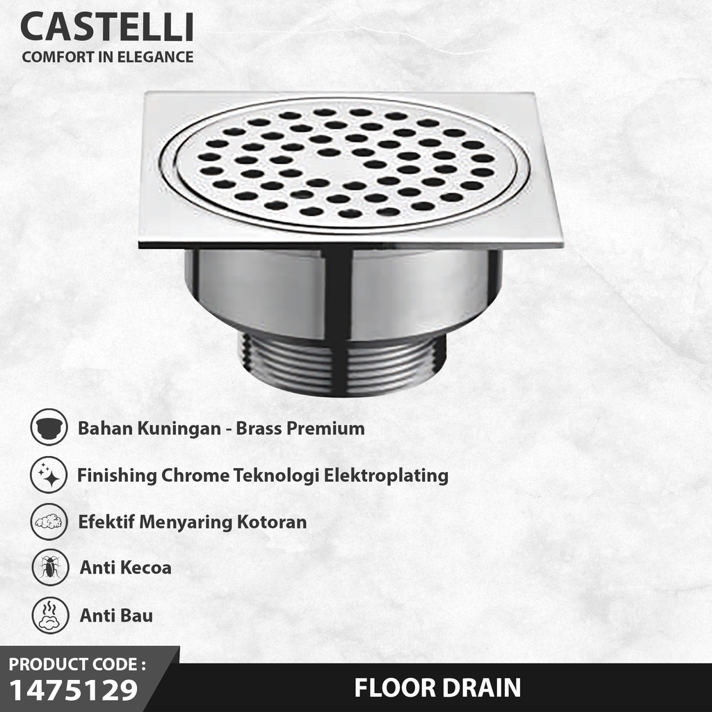Jual Floor Drain Castelli Saringan Pembuangan Air Kamar Mandi Chrome - 1475129 | Shopee Indonesia