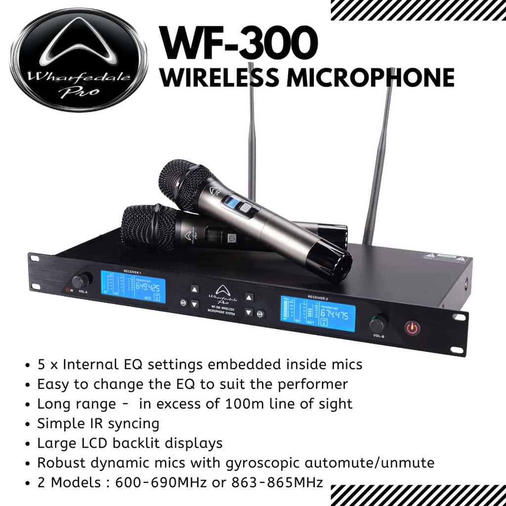 Jual Mic Wireless Wharfedale WF300 WF-300 WF 300 Original Dual Mic UHF ...