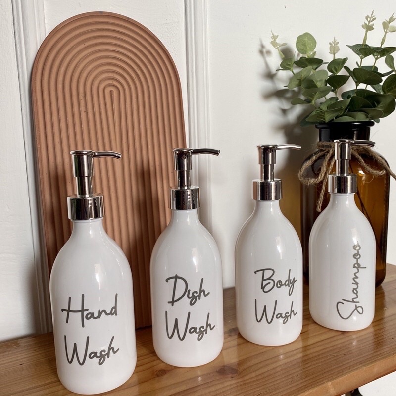 Jual BOTOL REFIL PUMP 350ML PUTIH PUMP SILVER LUXURY MEWAH FREE STIKER ...