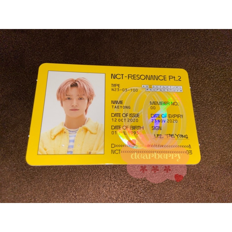Jual ID Card NCT 2020 Taeyong Resonance pt 2 Departure ver (Photocard ...