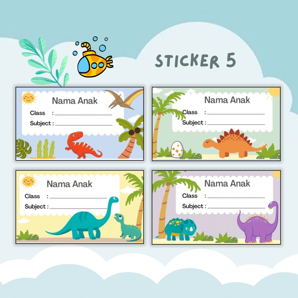 Jual Sticker Nama Buku Pelajaran Custom Nama Anak Cowok Cewek | Label ...